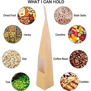 Moretoes 72pcs Resealable Bags with Window, 3.5 x 5.5 Inches Food Storage, Kraft Paper Stand Up Pouches, Treat, Coffee, Ziplock Bags for Home or Small Business for Packaging