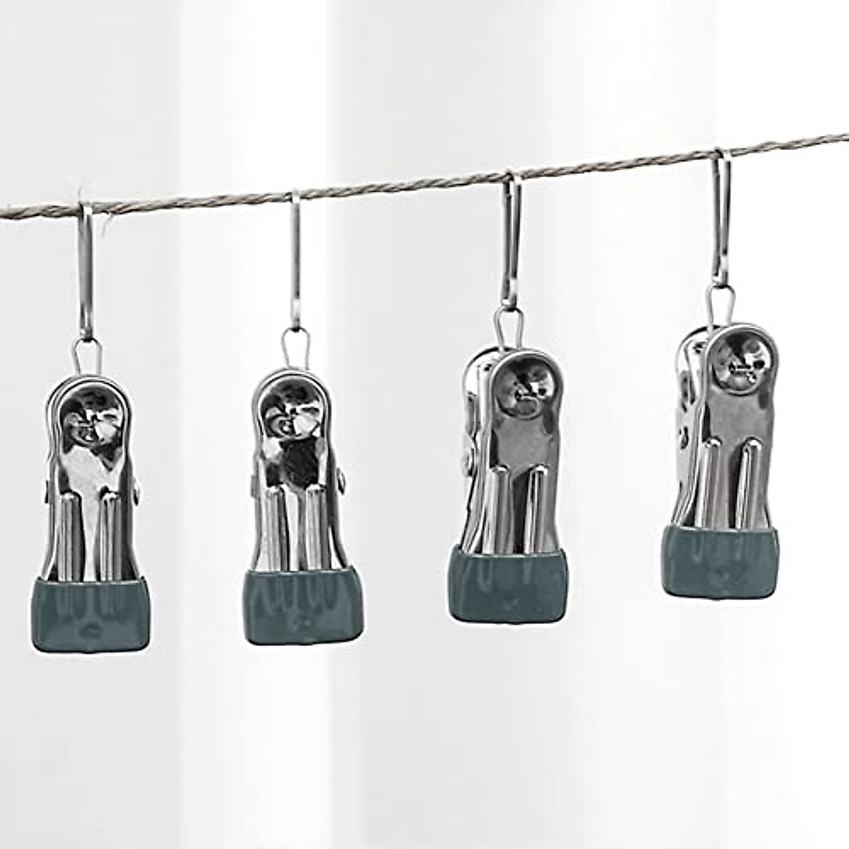 10 Pack Stainless Steel Clothespins Heavy Duty Towel Clamps Utility Clips for Clothes,Socks,Food Package,Chips Bag,Grey