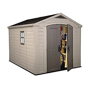 Keter Factor 8 x 11 Resin Large Outdoor Storage Shed, 8x11, Taupe