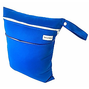 Baby Wet and Dry Bag for Diapers and Burp Cloths - Reusable and Waterproof (Royal Blue)