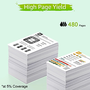 greencycle Re-Manufactured 63XL 63BXL Black Ink Cartridge Compatible for HP Envy 4520 4510 4528 OfficeJet 4650 4658 3830 5255 5258 DeskJet 1110 2130 3630, with New Version chip (Black, 2 Pack)