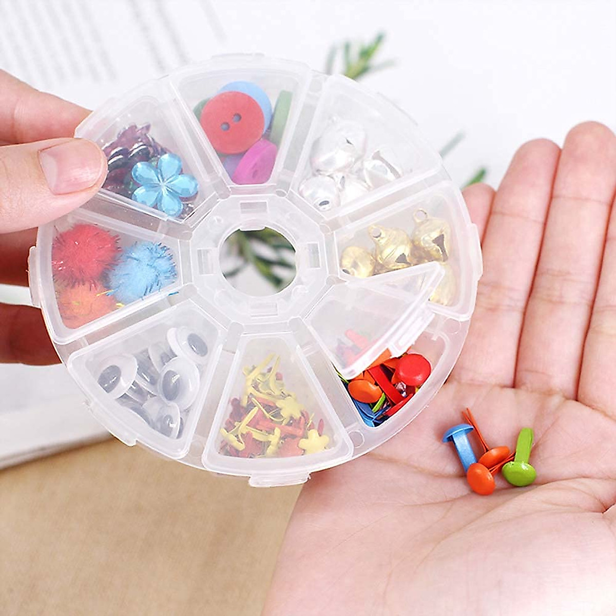 lasenersm 2 Packs Diamond-Paint-Art Storage Box 8 Grids Diamond-Paint-Art Container Plastic Round Bead Storage Containers Jewelry Organizer Storage Container Nail Art Storage Case, Transparent