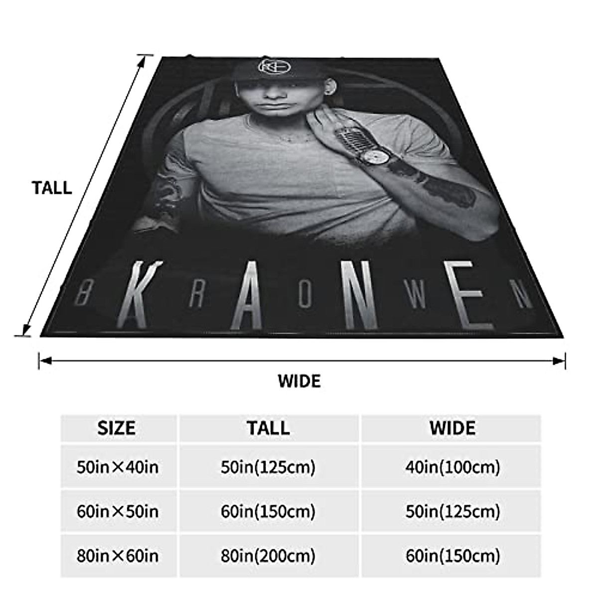 KLENITIZE Kane Singer Brown Flannel Fleece Throw Blanket Lightweight Soft Cozy All Seasons Warm Blanket for Bedding Sofa and Travel 60''X50'', Black