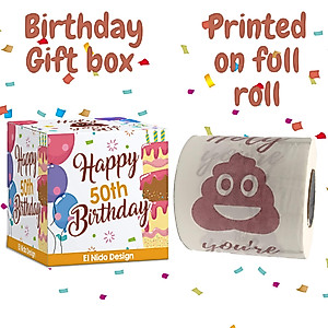 50th Birthday Toilet Paper - Happy birthday toilet paper prank– Funny 50th birthday gifts for men and women– best friend birthday gifts– Novelty Toilet paper roll gag gifts – 3 Ply (50th Birthday)