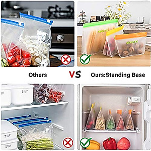 Reusable Storage Bags,GECOTY Upgraded [10-Pack] Reusable Food Bags BPA-free,Stand up Freezer Bags,Leak-proof Sandwich Bags Snack Bags for Picnic and Refrigerator Storage
