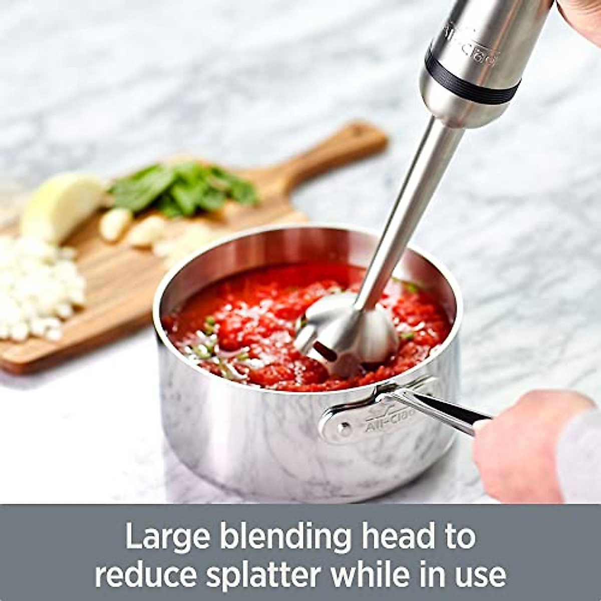 All-Clad Stainless Steel Immersion Blender, 600-Watts, Easy to Clean Detachable Shaft, Variable Speed Control Dial, Turbo Function, Hand Blender KZ750D42