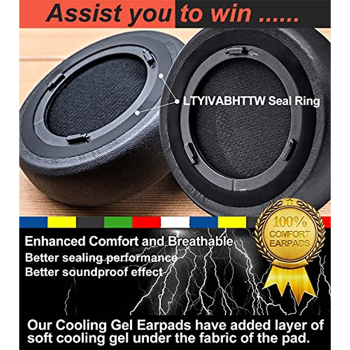 Virtuoso XT Cooling Gel Earpads - Compatible with Virtuoso RGB Wireless SE Headset, Hybrid Fabric Thicker Cooling Gel Replacement Earpads (Cooling Gel Black Fabric)