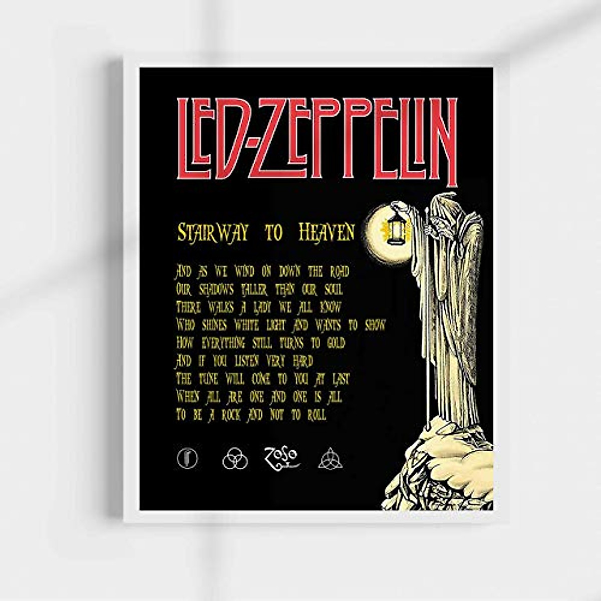 Led Zeppelin Band-"Stairway To Heaven" Song Lyrics Wall Art- 11 x 14" Rock Music Poster Print-Ready to Frame. Vintage Home-Office-Studio-Cave Decor. Perfect Gift for Musicians & All Zeppelin Fans!