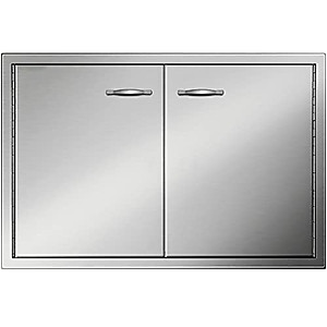 Mophorn BBQ Access Door 33W x 22H Inch, Double BBQ Door Stainless Steel, Outdoor Kitchen Doors for BBQ Island, Grilling Station, Outside Cabinet