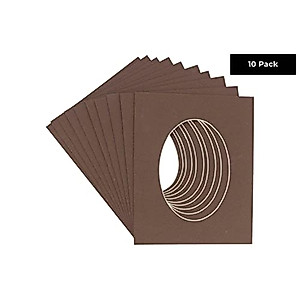 CountryArtHouse Chocolate Brown Acid Free 7x10 Oval Picture Frame Mat with White Core Bevel Cut for 5.5x8.5 Pictures - Fits 7x10 Frame - Pack of 10 Matboards