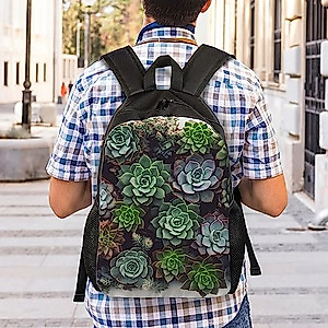 EVANEM Succulent Plants Printed Laptop Backpack For Men Women Lightweight Casual Daypack Travel Rucksack For Sports