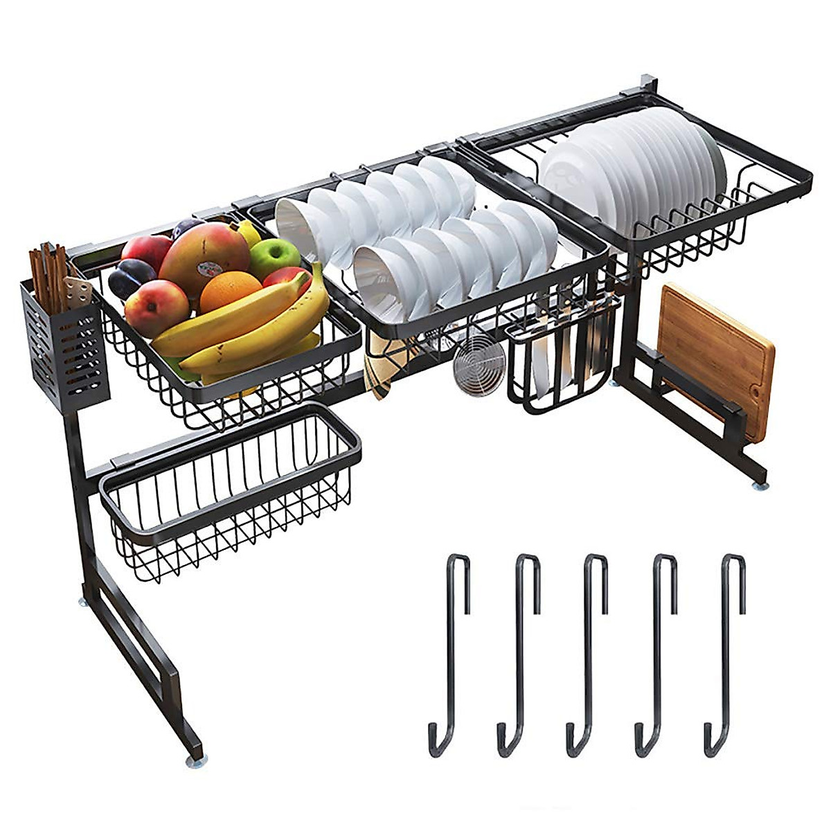FEHUN Sinks,Stainless Steel Kitchen Sink Dish Drying Rack Drain Rack/79*32*52Cm