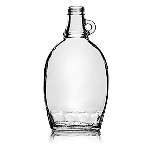 North Mountain Supply 16.9 Ounce (500ml) Glass Maple Syrup Bottles with Loop Handle & Black Plastic Tamper Evident Lids - Case of 12