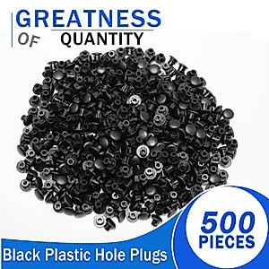 BOPOREAE 500Pcs 3/16 Inch Plastic Hole Plugs,5 mm Black Screw Cap Round Button Plugs, Cabinet Closet Cupboard Shelves Furniture Peg Pin Nail Drilling Hole Covers