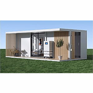 Generic Smart Portable Prefabricated Capsule Compact House Home with Deck with Balcony Spacious Bedroom.Smart Door Entry, Smart washroom Sunroof Solar Option, white