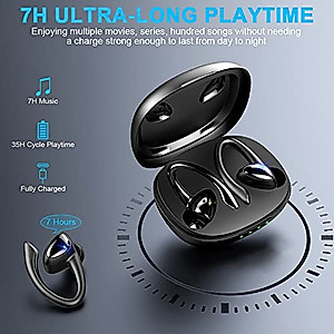 Wireless Earbud, Sport Bluetoth 5.1 Earbud, Wireless Earphones with Detachable Earhook, HiFi Sound Noise Cancelling Bluetoth Earphones with Mic, 35H Playtime, IP7 Waterproof Headphones for Sport