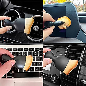 XIGUA Car Brush, Car Interior Cleaning Tool, Car Cleaning Brush Dust Collectors, Curved Design Dirt Dust Clean Brushes, Engine Compartment and Dashboard(2 PCS)