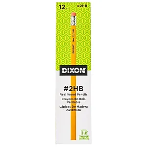 Dixon No. 2 Yellow Pencils, Wood-Cased, Black Core, #2 HB Soft, 12-Count (14402)