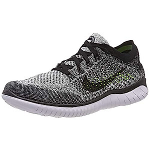 Nike Men's Free Rn Flyknit 2018 Running Shoe, White/Black, 14
