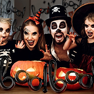 Spiareal 12 Pieces Halloween Boo Balloons Halloween Black Boo Balloons Aluminum Foil Balloon Party Decorations for Halloween Theme Party Supplies 28 Inch