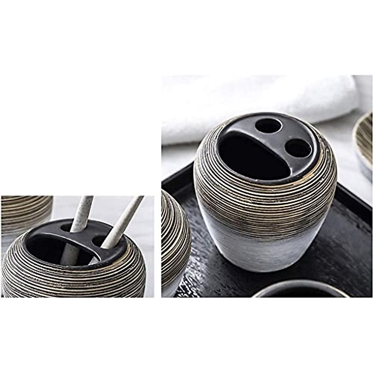 MADPET Soap Dispenser for Bathroom Kitchen, Bathroom Accessories Set Vintage Handmade Ceramic Bathroom 5-Piece Toilet Set Bathroom Supplies Set Wash Set, Toothbrush Cup Holder