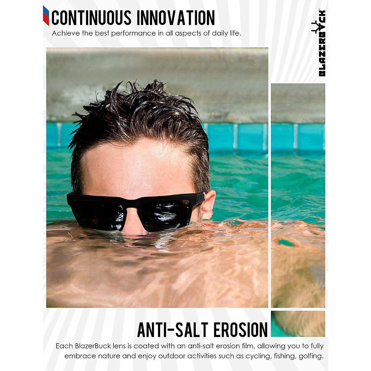 BLAZERBUCK Anti-salt Polarized Replacement Lens for Oakley Flak 2.0 XL OO9188 - Black & Silver Chrome