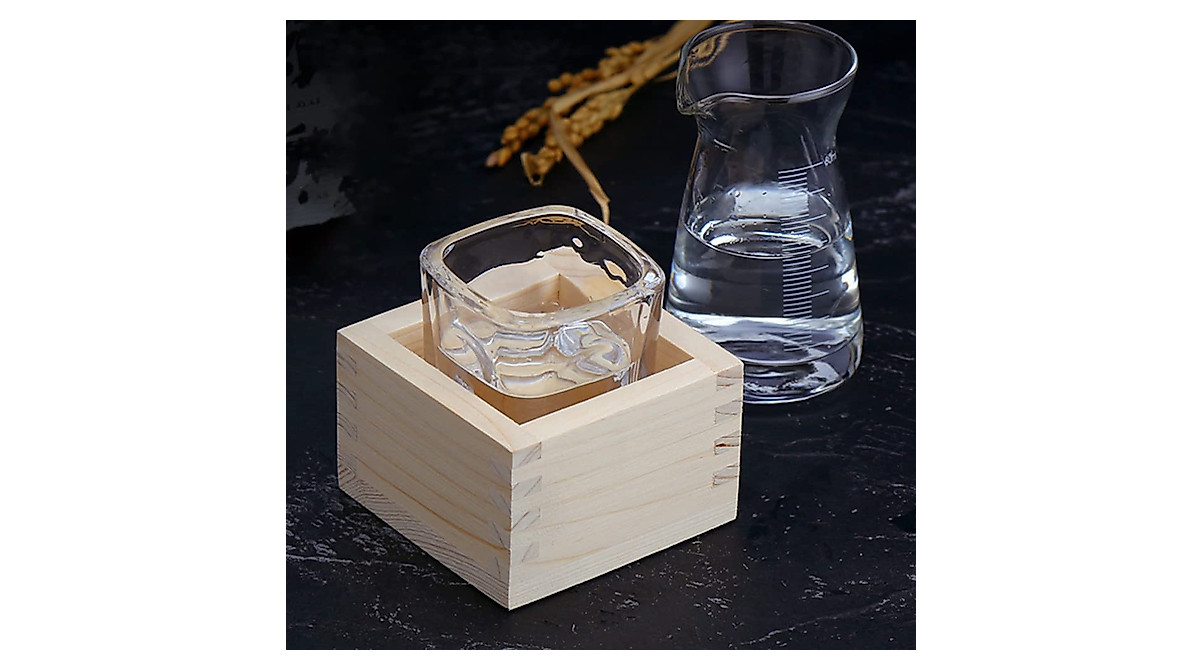 Japanese Hinoki Wood Sake Cup Box - Traditional Masu