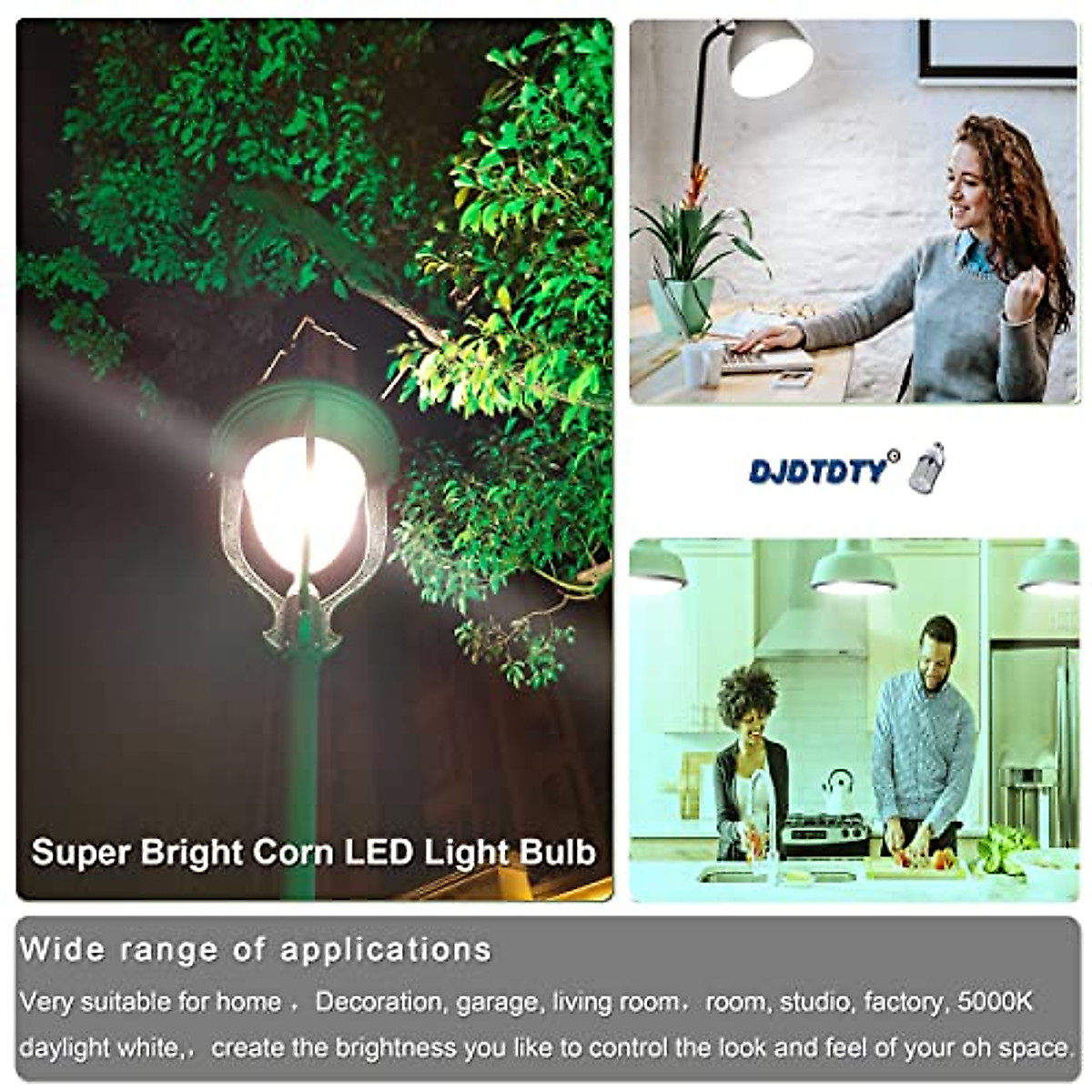 DJDTDTY 30W/60W/80W/100W/120W/150W LED Corn Light Bulb, E26 E27 Base LED Corn Lamp, 4000 Lumen 5000K Daylight 110V~277V Corn Cob Light Bulb for Indoor Outdoor (watts, 30.00)