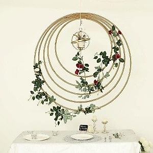 TABLECLOTHSFACTORY 32" Heavy Duty Gold Metal Floral Hoop Wreath Hanging Rings