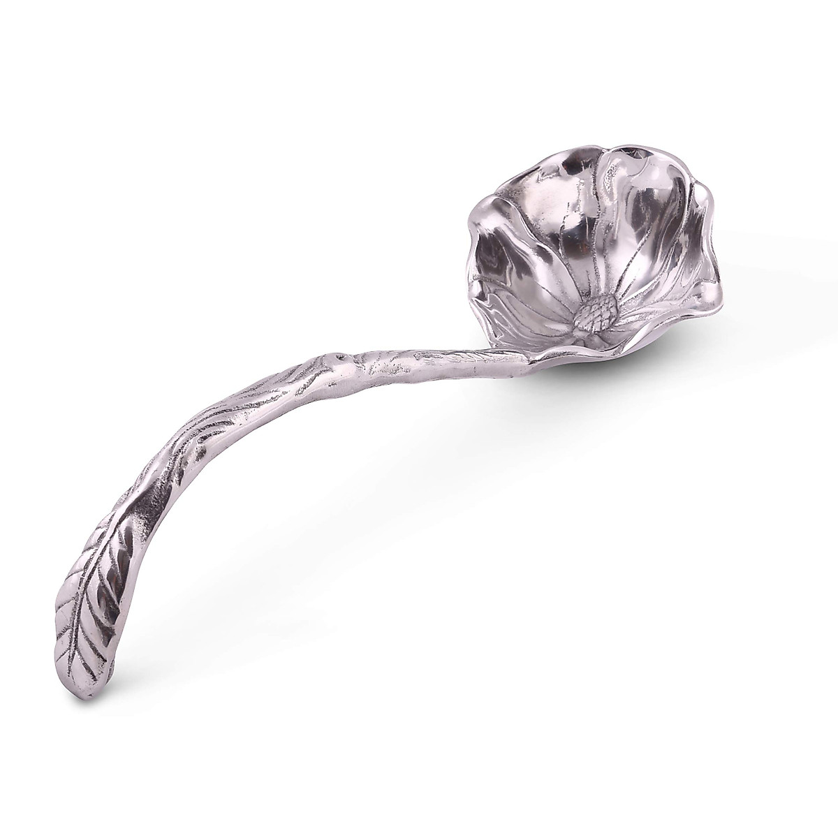 Arthur Court Aluminum Metal Magnolia Pattern Punch/Soup/Serving Ladle Silver Spout 12.5 inch Long