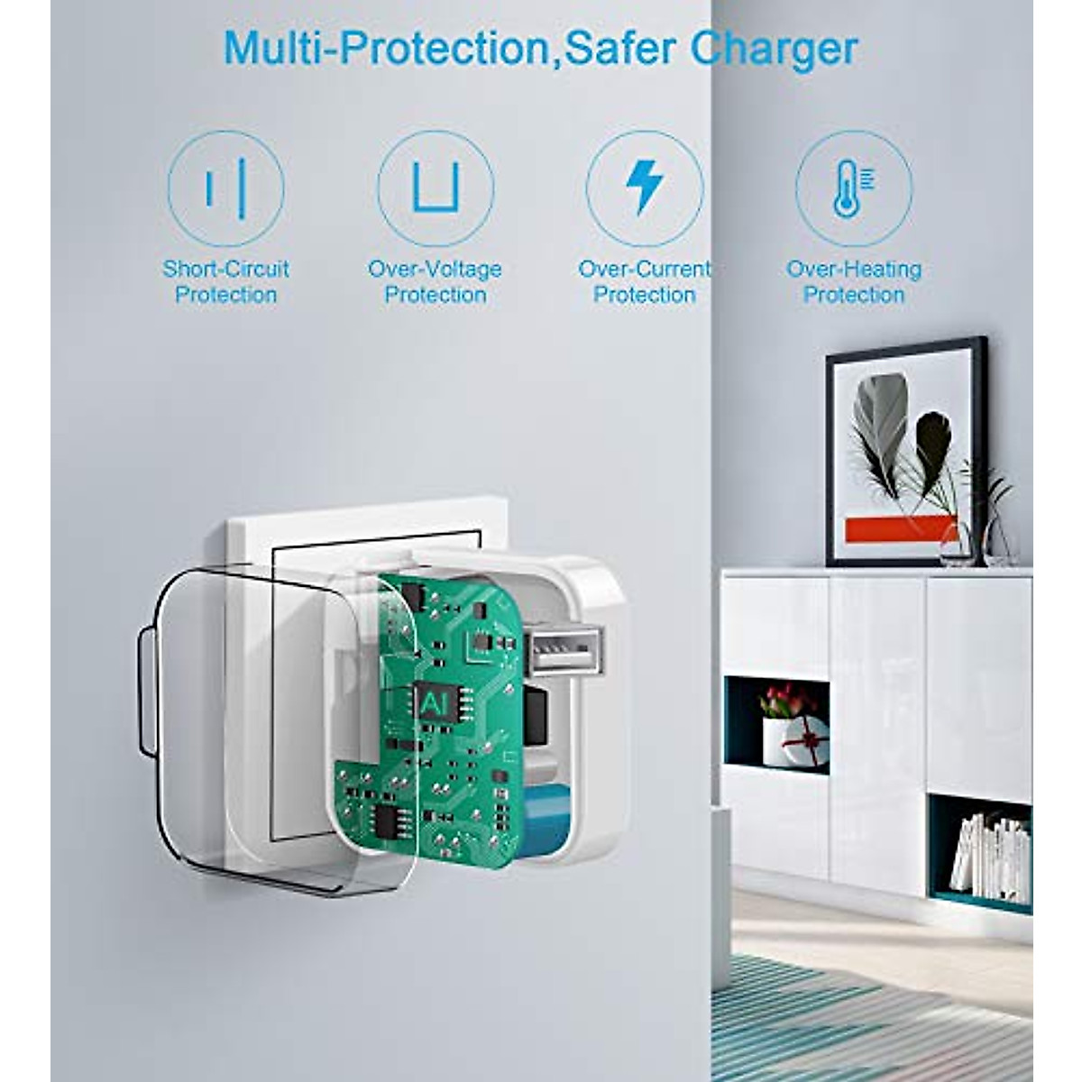 iPad Charger iPhone Charger【Apple MFi Certified】 12W USB Wall Charger Foldable Portable Travel Plug with 2-Pack USB to Lightning Cable(6 Ft) Compatible with iPhone, iPad, iPad Mini, iPad Air, Airpods