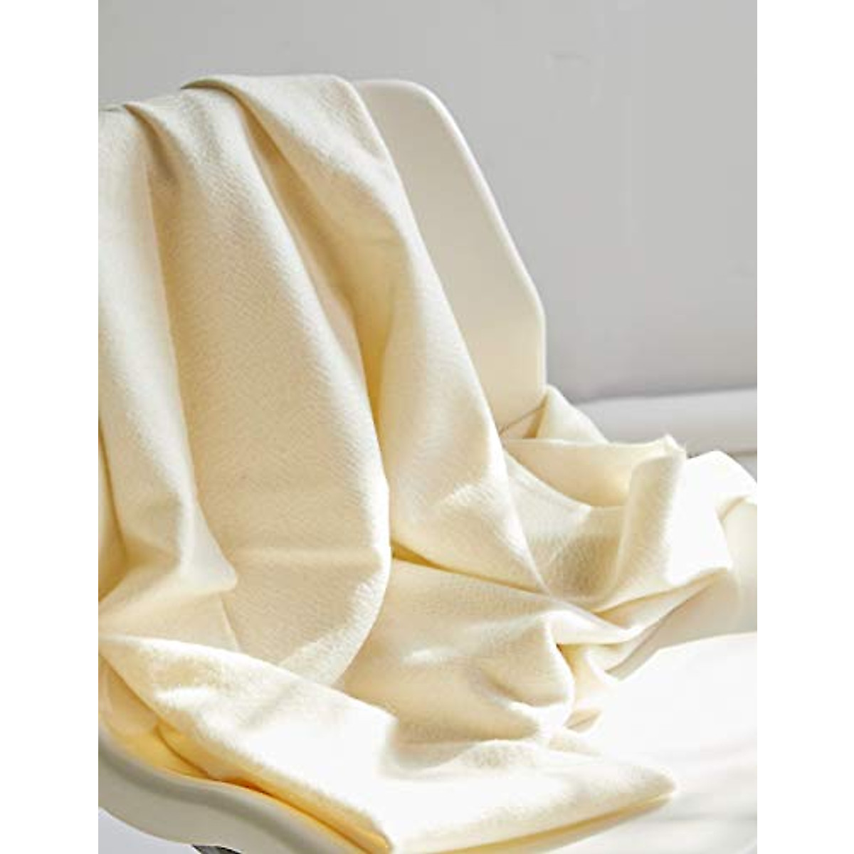 State Cashmere Throw Blanket with Decorative Fringe - Ultra Soft Accent Blanket for Couch, Sofa & Bed Made with 100% Inner Mongolian Cashmere - Crafted Home Accessories - (Ivory, 60"x50")