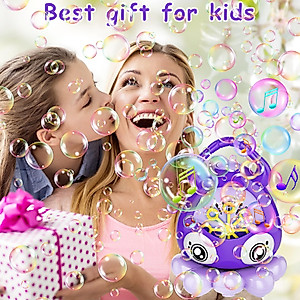 Bubble Machine, Veoiuo Cute Octopus Automatic Bubble Blower, 10000+ Bubbles Per Minute Bubbles for Kids Age 3 4 5 6 7 8 9 10 11 12,Fun Gifts for Birthday Wedding Party Indoor Outdoor Toy - Purple