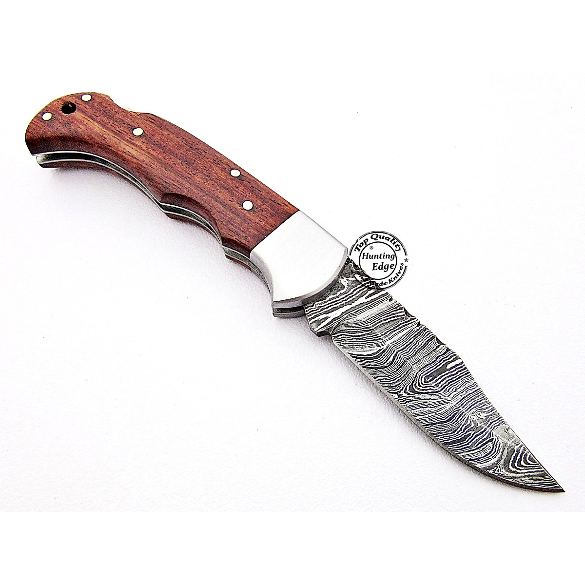 Hunting Edge Rose Wood 6.5'' 100% Handmade Damascus Steel Folding Pocket Knife 100% Prime Quality