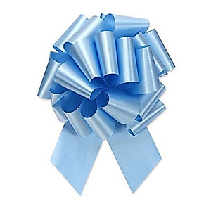 Berwick Offray 2.5'' Wide Ribbon Pull Bow, 8'' Diameter with 20 Loops, Light Blue