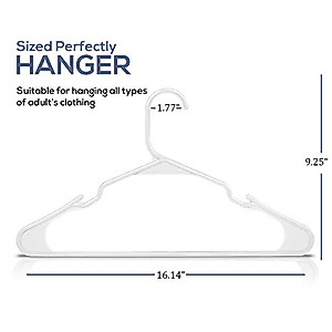 Utopia Home Plastic Hangers 100 Pack - White Hangers 50 Pack with Shoulder Grooves & Grey Hangers 50 Pack with Hooks - Heavy Duty Slim & Sturdy Clothes Hangers