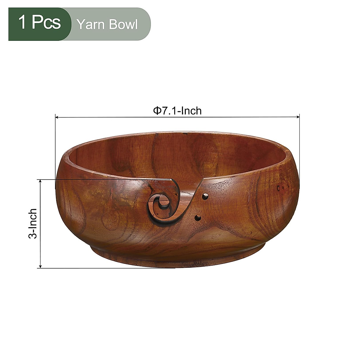 YOKIVE Wooden Yarn Bowls for Crochet Bamboo Yarn Knitting Bowl for Mother Grandma Women Lover, 7.1" x 3"