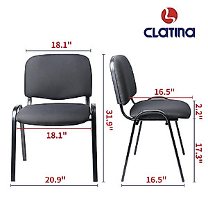 CLATINA Waiting Room Chairs Fabric Stackable Chairs Metal Frame with Lumbar Support and Thickened Seat Cushion for Waiting Conference Room Guest Chairs 1 Pack…