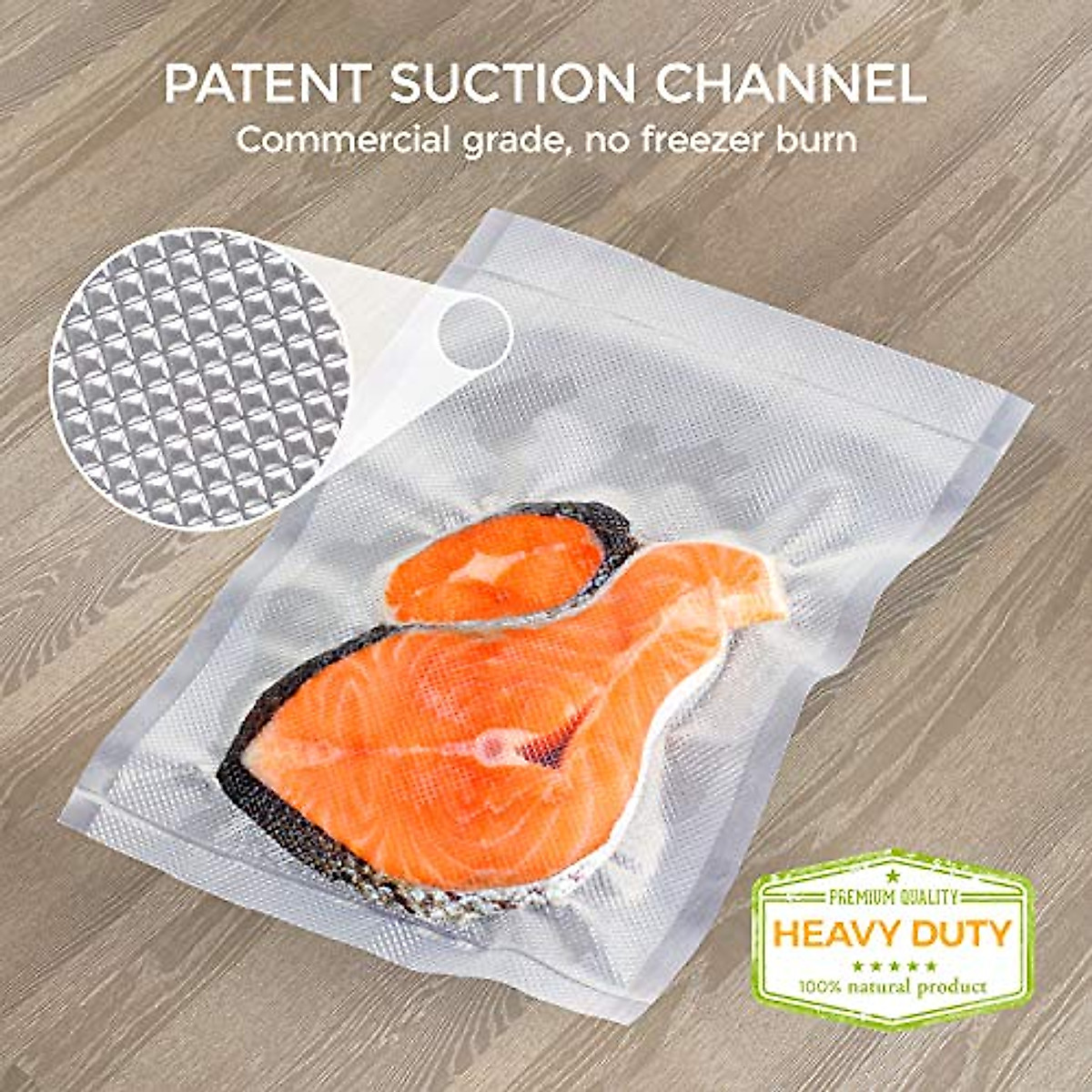 Food Grade Material 8"x50 feet Rolls 2 Pack Vacuum Sealer Bags for Food Saver, Seal a Meal, Weston. Commercial Grade, BPA Free, Meal Prep or Sous Vide