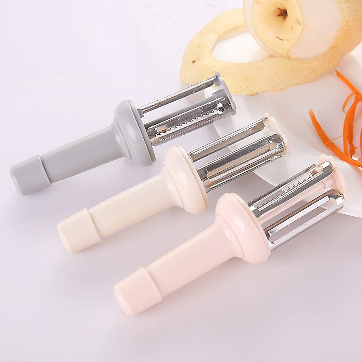 LYXIANG Multifunctional Three-in-One Peeler with Cover, Household Fruit Potato Peeler, Ginger Garlic Grinder, Melon Peel Grater 2 pcs,C