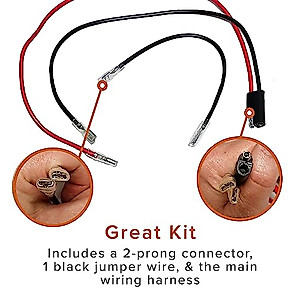 AlveyTech 24 Volt Battery Wiring Harness Kit - Insulated Battery Terminal Wire Harness with 2-Prong Connector, Replacement Batteries Parts for Schwinn, GT, IZIP, eZip & Mongoose Electric Scooters