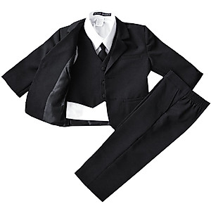 Black n Bianco Boys Suit with Tie for Toddlers and Infants. (X-Large 18-24 Months, Black)