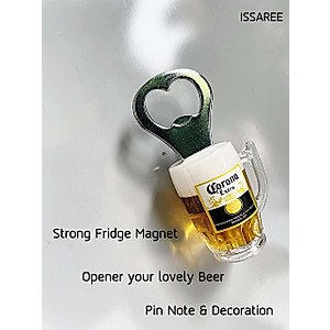 Magnetic Beer Bottle Opener Mug Shape Bottle Bar Refrigerator Decor Cool Unique Birthday Gifts Collection (Corona Extra)