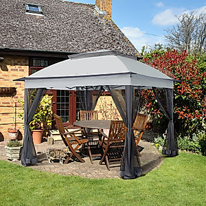 COOS BAY 11x11 Pop-Up Instant Gazebo Tent with Mosquito Netting Outdoor Canopy Shelter with 121 Square Feet of Shade (Gray)