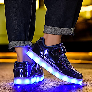 YuanRoad LED Light up Shoes Kids LED Sneakers USB Rechargeable Glowing Luminous for Boys Girls Toddler Child SAJIAET519-Blue-35