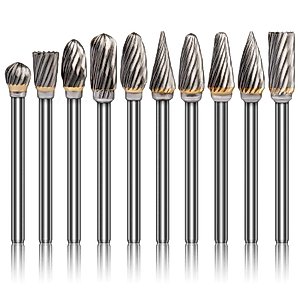 K Kwokker Tungsten Carbide Burr Set 1/8 Shank Diamond Files HRA85 Rotary Tool Accessory Kit, Drill Chucks Accessories for Dremel Rotary Drill Air Die Grinder for Metal Polishing, Wood Carving