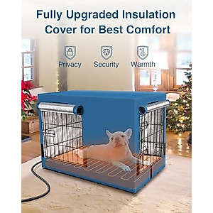 Heated Dog House for Outdoor, Dog Crate Kit for Small Medium Intermediate Dogs, 2 Doors Heavy-Duty Dog Kennel Value Pack with Insulated Crate Cover & Bed & Adjustable Pet Heating Pad (36 Inch Kit)