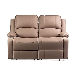 Camper Comfort 58" Wall Hugger Reclining RV Theater Seats | Double Recliner RV Sofa | RV Couch | Wall Hugger Recliner | RV Theater Seating | RV Furniture (Manual, Cappuccino)