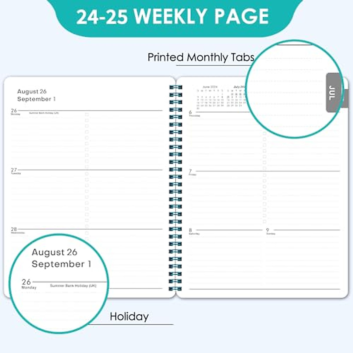 2024-2025 Planner - Weekly and Monthly Planner 2024-2025, Jul 2024 - Jun 2025, 8'' x 10'', 2024-2025 Planner, Twin-Wire Binding, Thick Paper, Flexible Cover - Lake Green