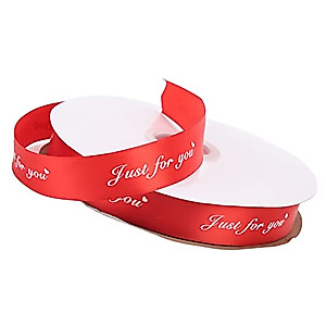 Hztyyier 100 Yards Red Satin Ribbon, 1.02 in Wide just for You Fabric Ribbon for Gift Wrapping, Floral Arrangements, Hair Bows, Sewing, Wedding Party Decoration